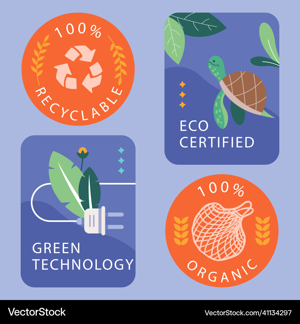 Hand drawn flat design eco friendly labels Vector Image