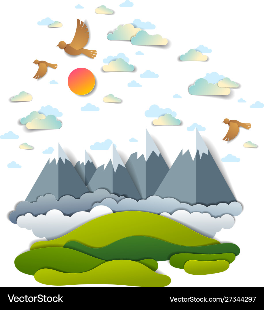 High mountain peaks range scenic landscape Vector Image
