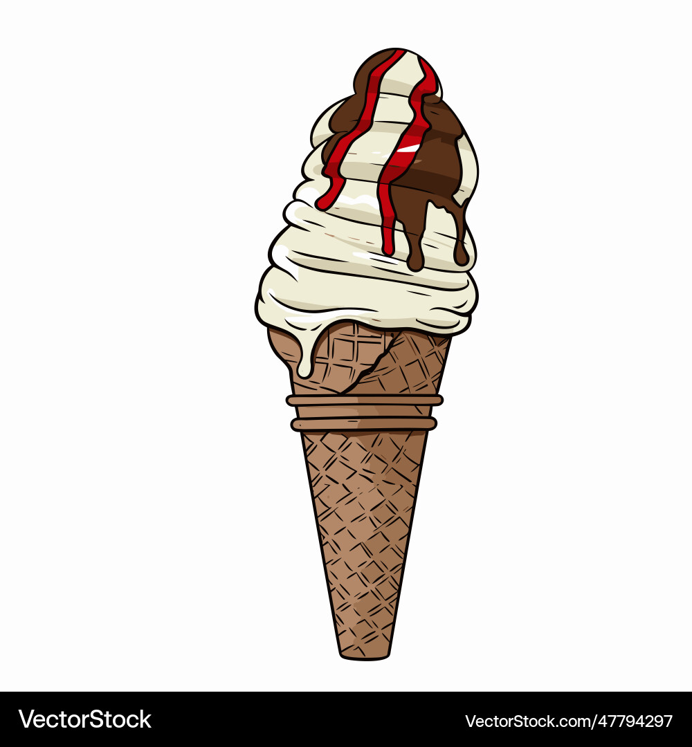 Ice cream hand-drawn comic ice cream doodle Vector Image