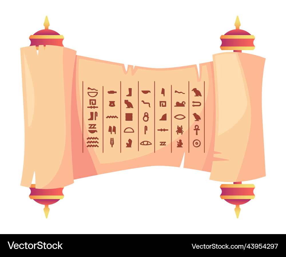 Old papyrus with hieroglyphs ancient manuscript Vector Image