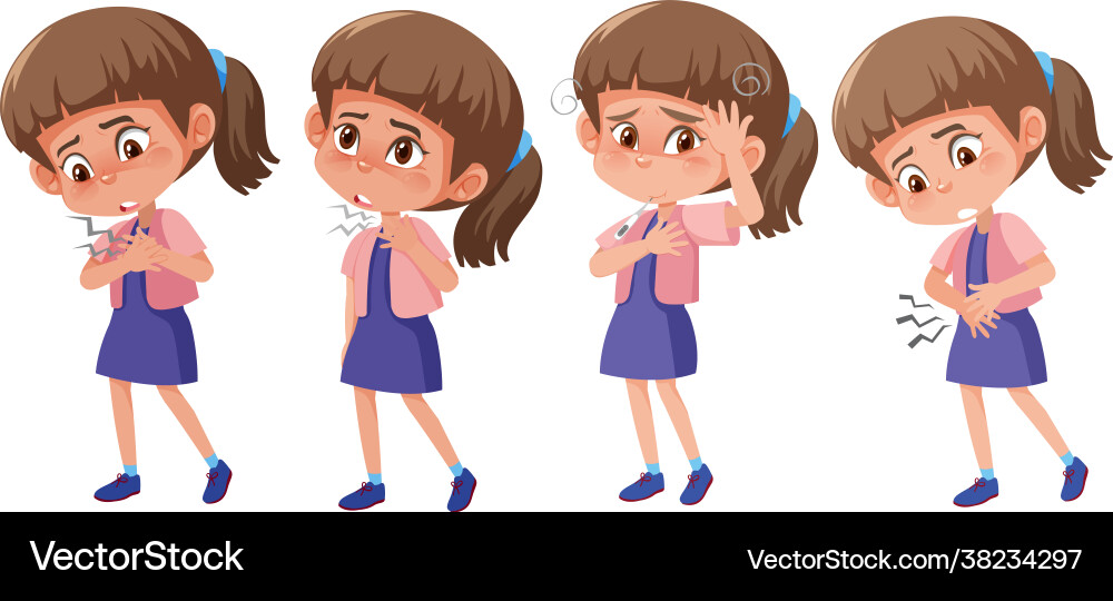Set a girl with different positions Royalty Free Vector