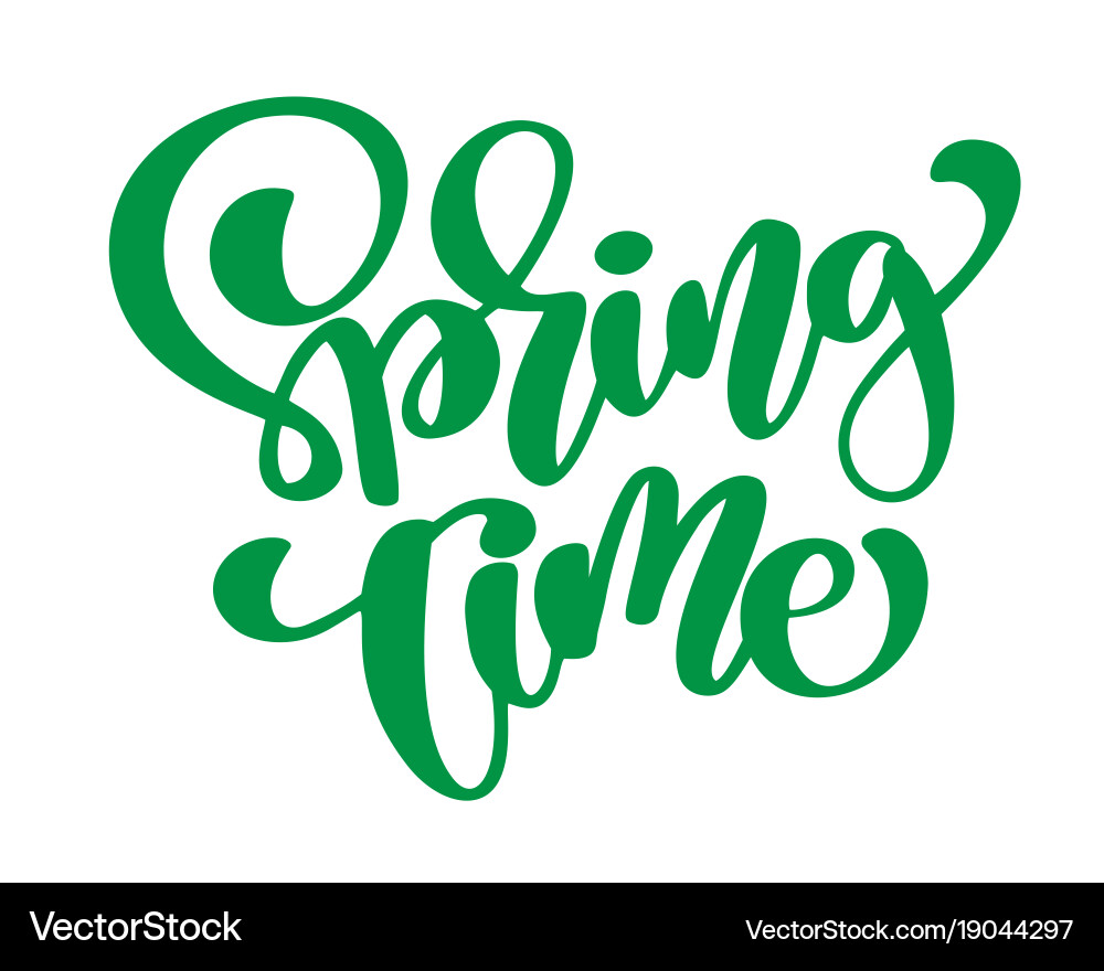 Spring time hand drawn calligraphy and brush pen Vector Image