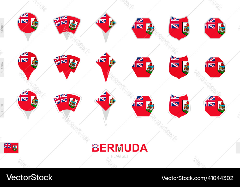 Collection of the bermuda flag in different Vector Image