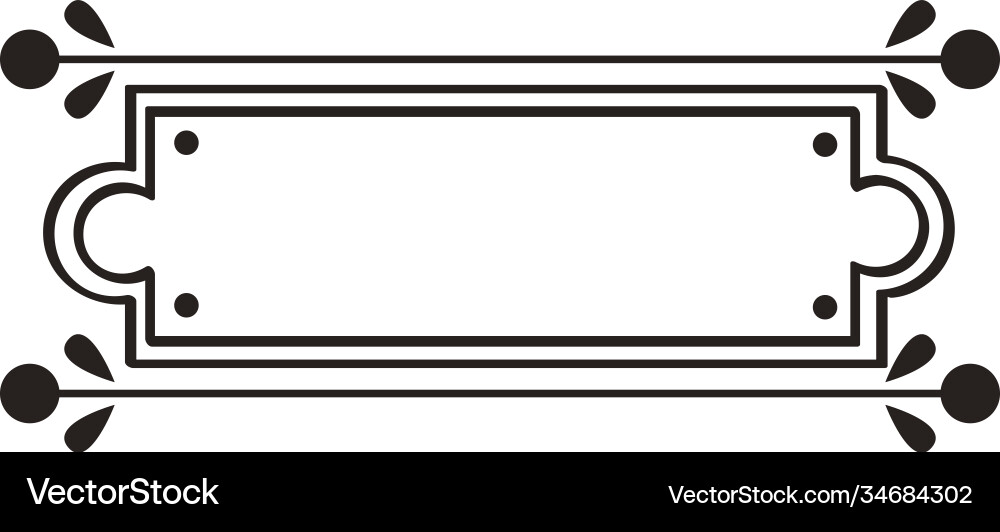 Decorative swirl divider monochrome with square Vector Image