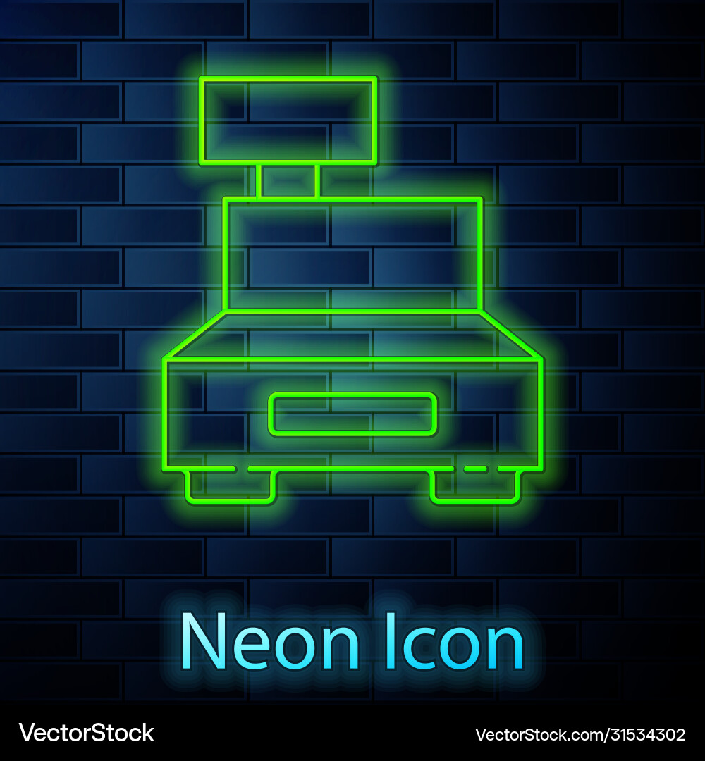 Glowing neon line cash register machine Royalty Free Vector
