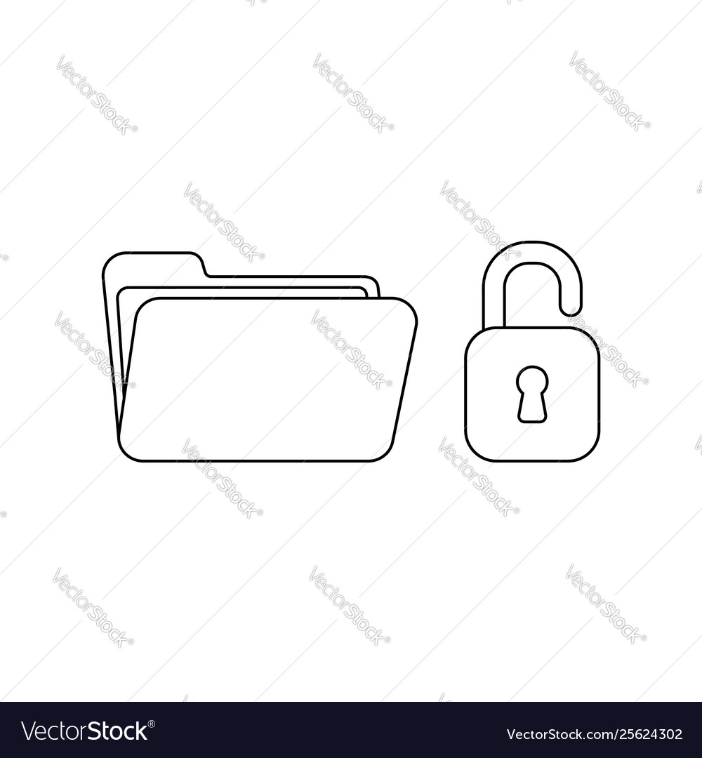 Icon concept opened folder with padlock Royalty Free Vector