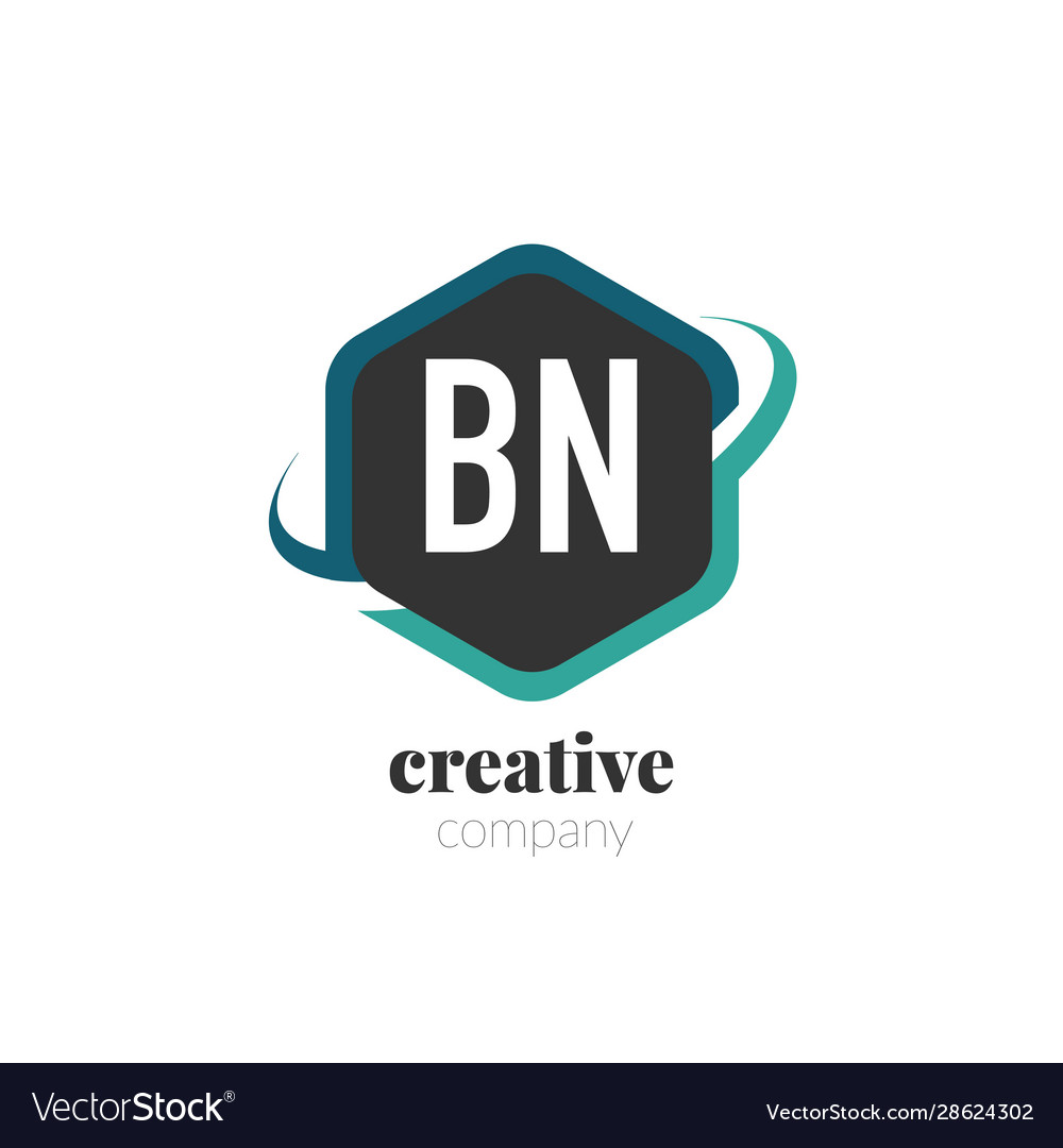 Initial letter bn creative hexagonal design logo Vector Image