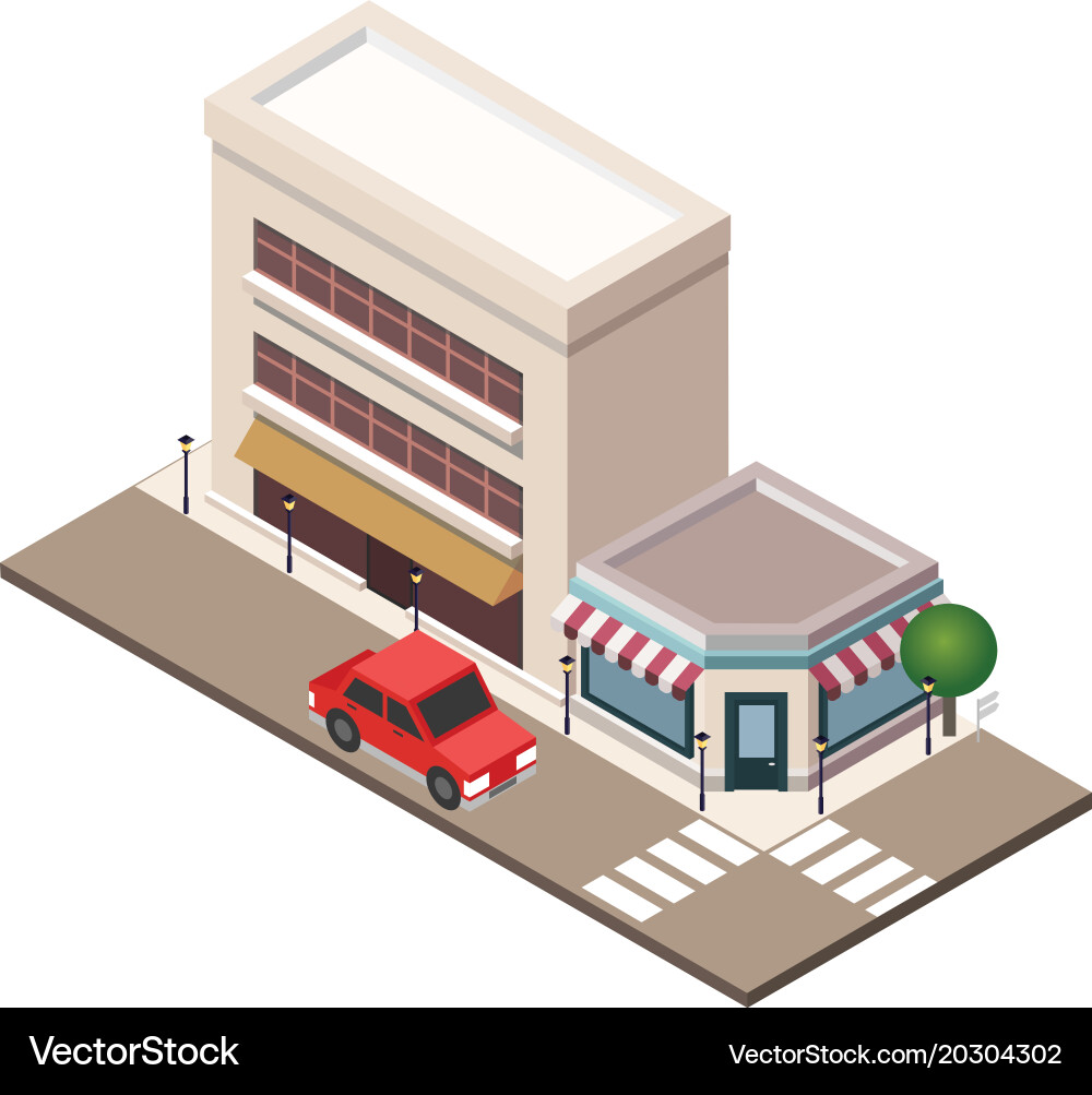 Isometric small town urban landscapecenter map Vector Image
