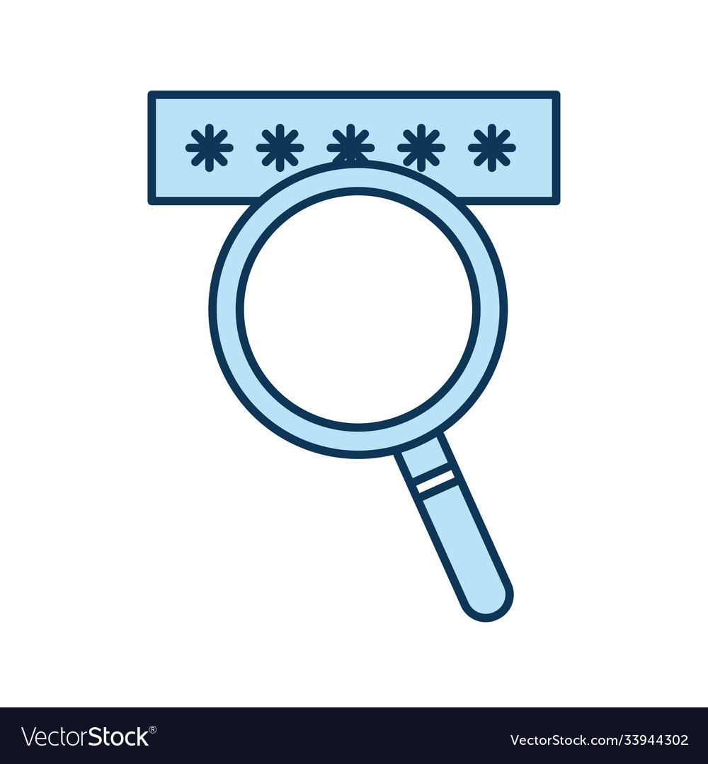 Lupe with code line and fill style icon Royalty Free Vector