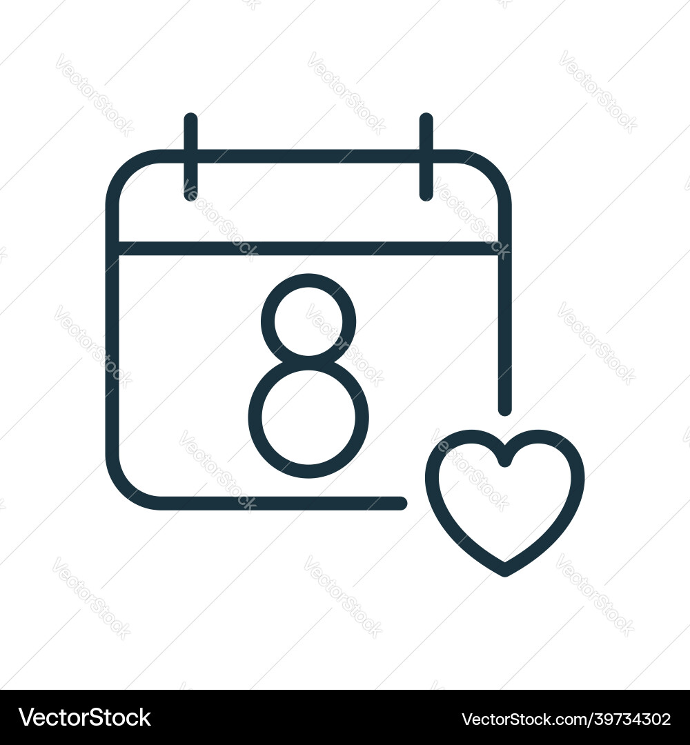 March 8 line icon calendar linear pictograph Vector Image