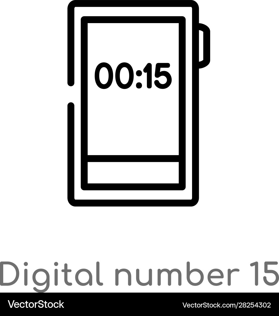 Outline digital number 15 icon isolated black Vector Image