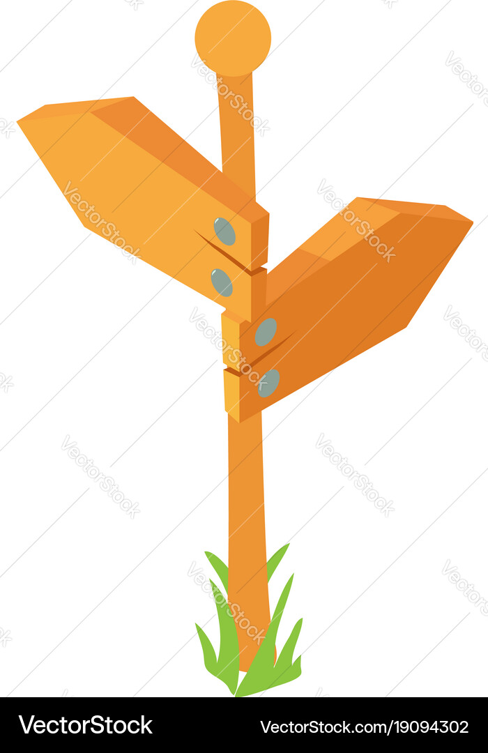 Road sign wood icon isometric 3d style Royalty Free Vector