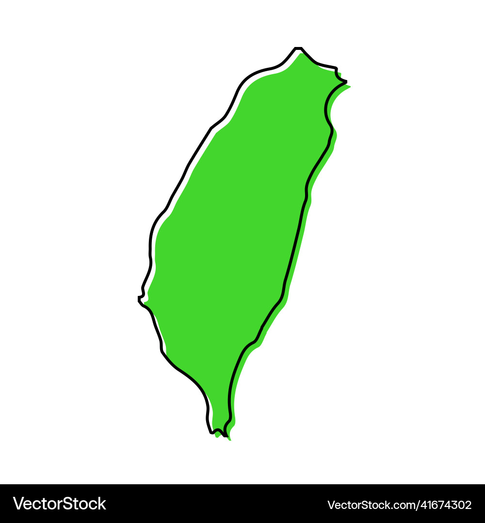 Simple outline map of taiwan stylized line design Vector Image