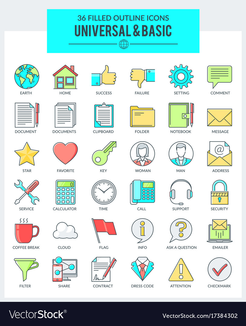 Universal basic icons Royalty Free Vector Image