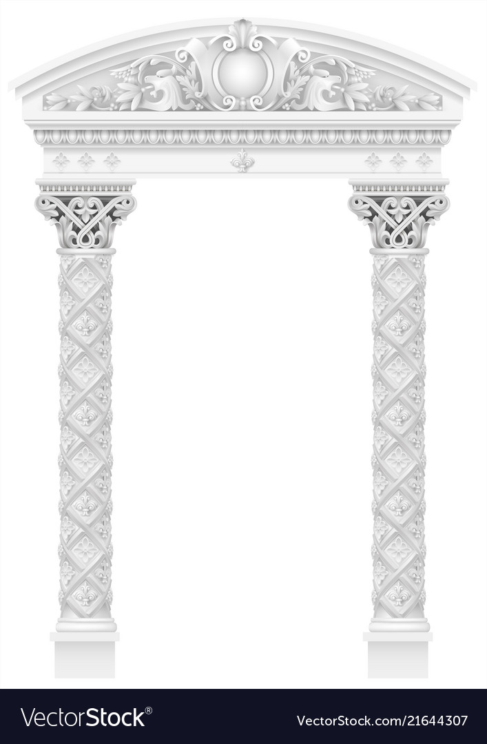 Antique white colonnade with old ionic columns Vector Image