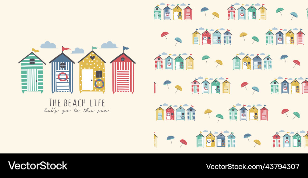 Beach life t-shirt design and seamless pattern Vector Image
