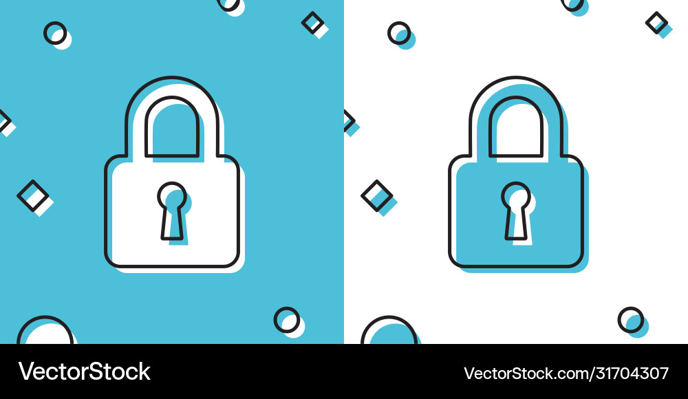 Black lock icon isolated on blue and white Vector Image