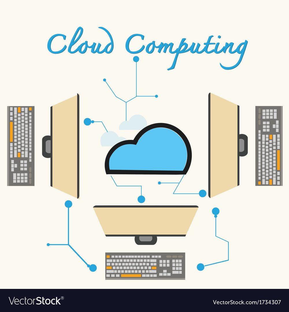 Cloud computing laptops Royalty Free Vector Image