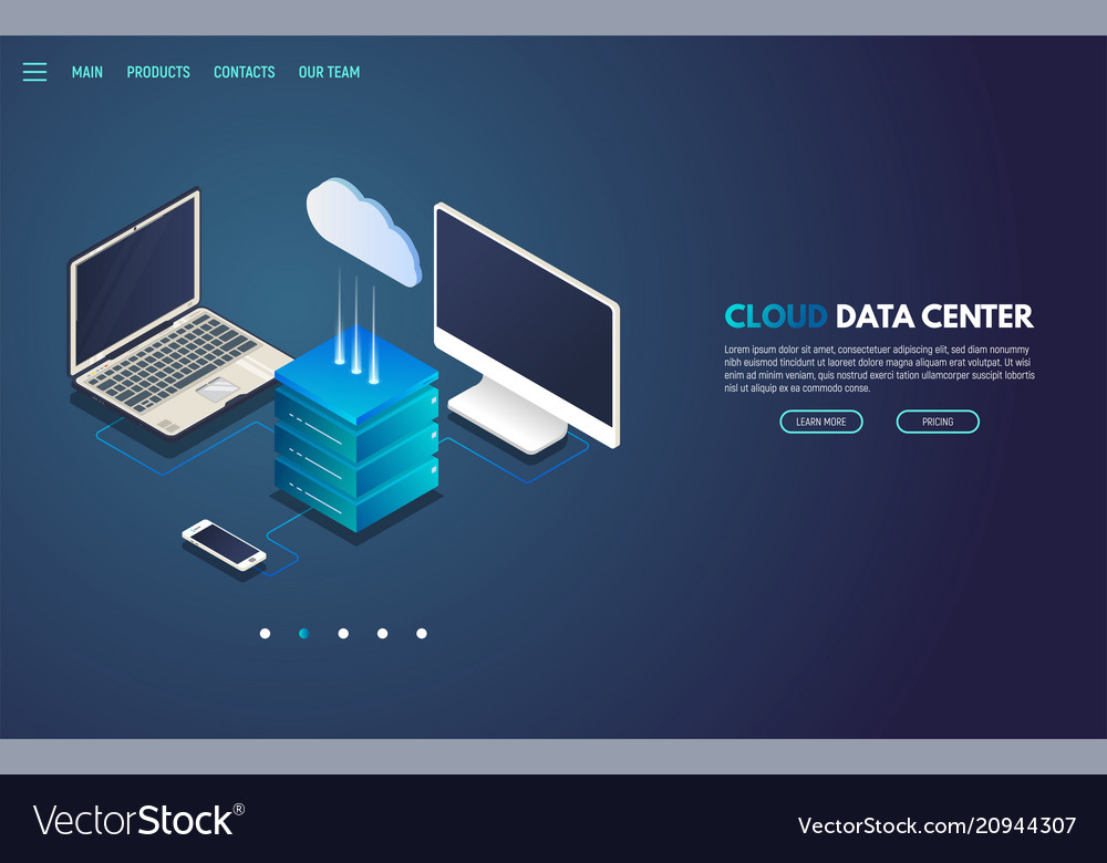 Cloud storage isometric banner Royalty Free Vector Image Cloud storage isometric banner Royalty Free Vector Image