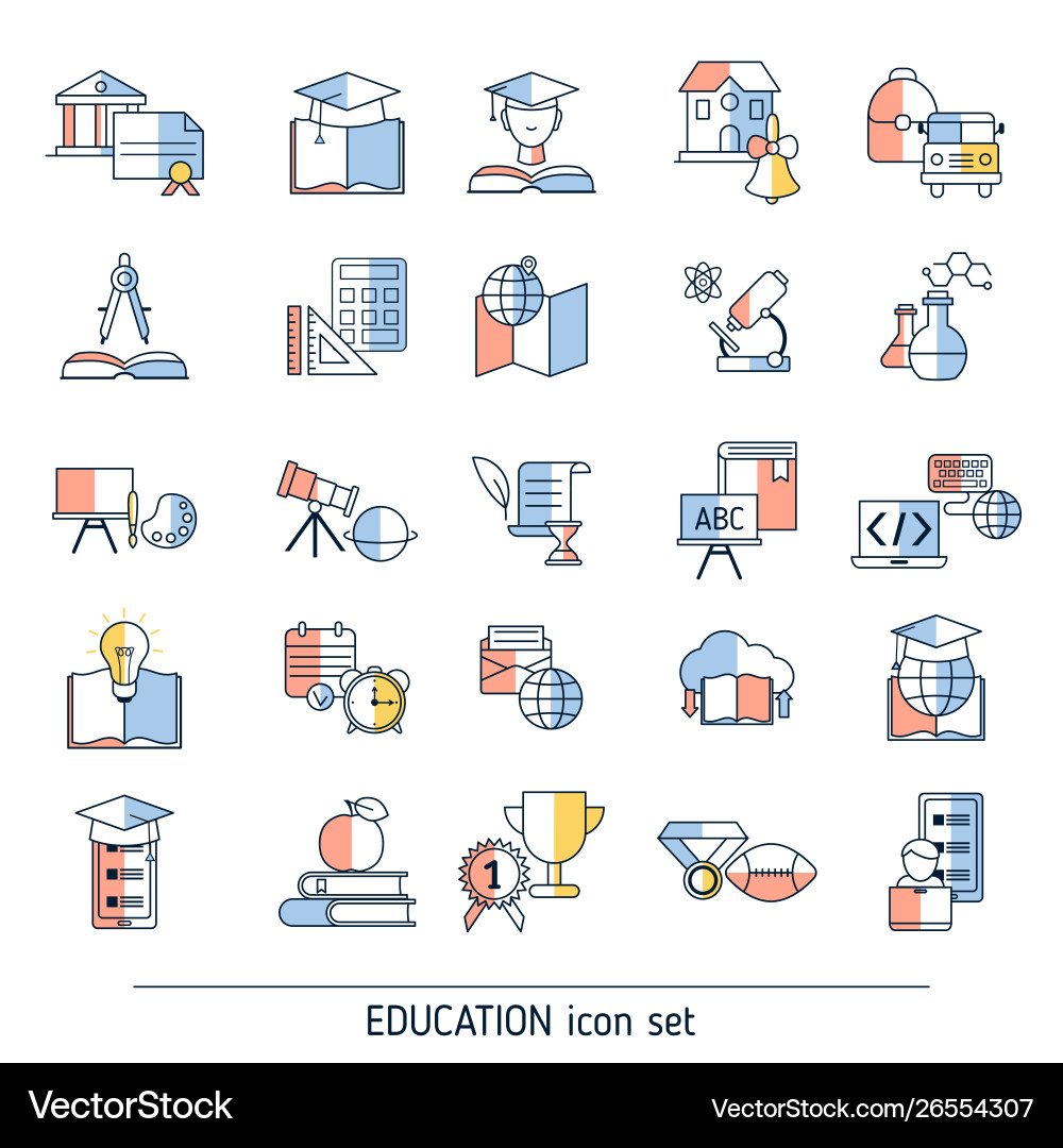 Collection education icons collection education Vector Image