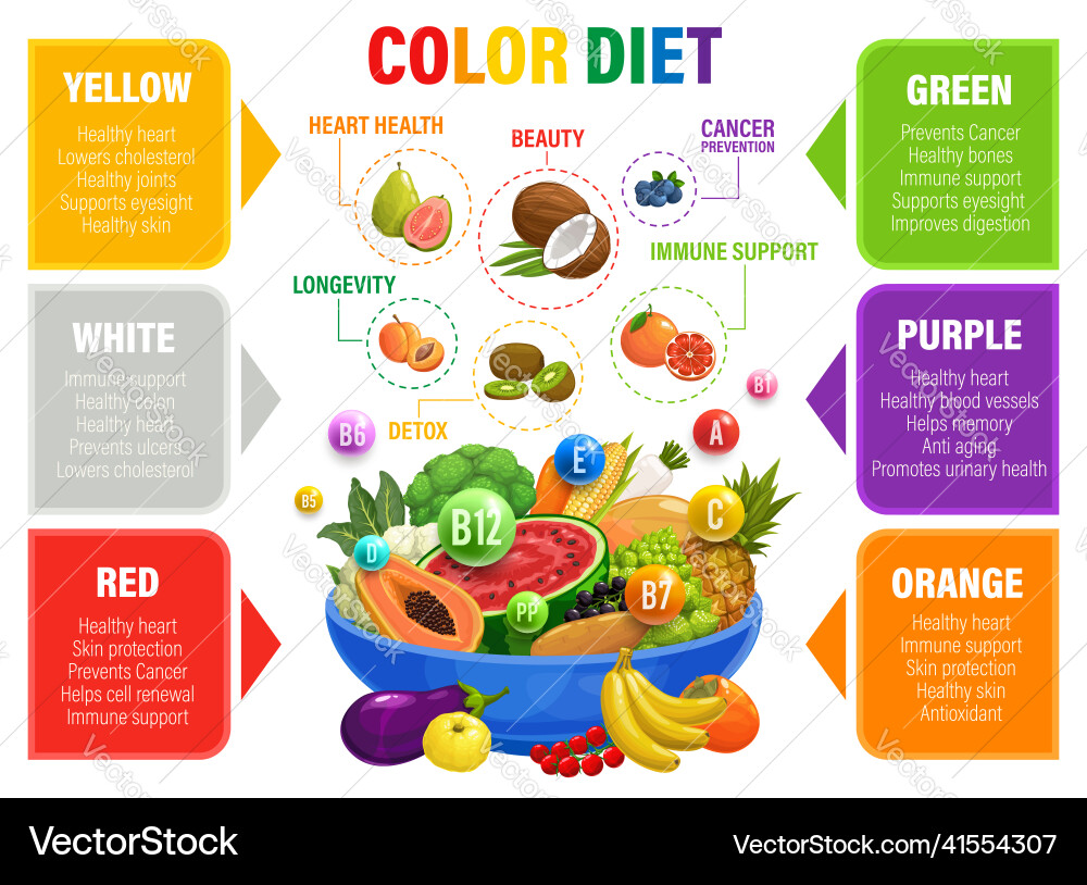 Color rainbow diet multivitamins and vitamins Vector Image