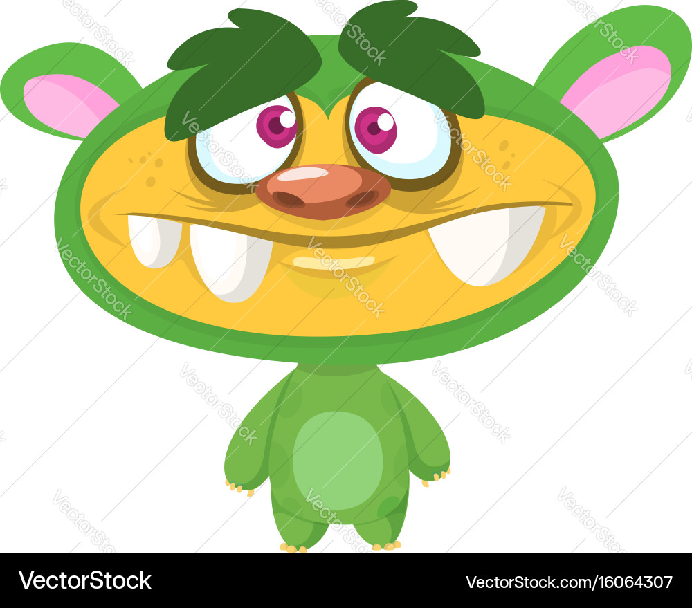 Cute cartoon green monster Royalty Free Vector Image