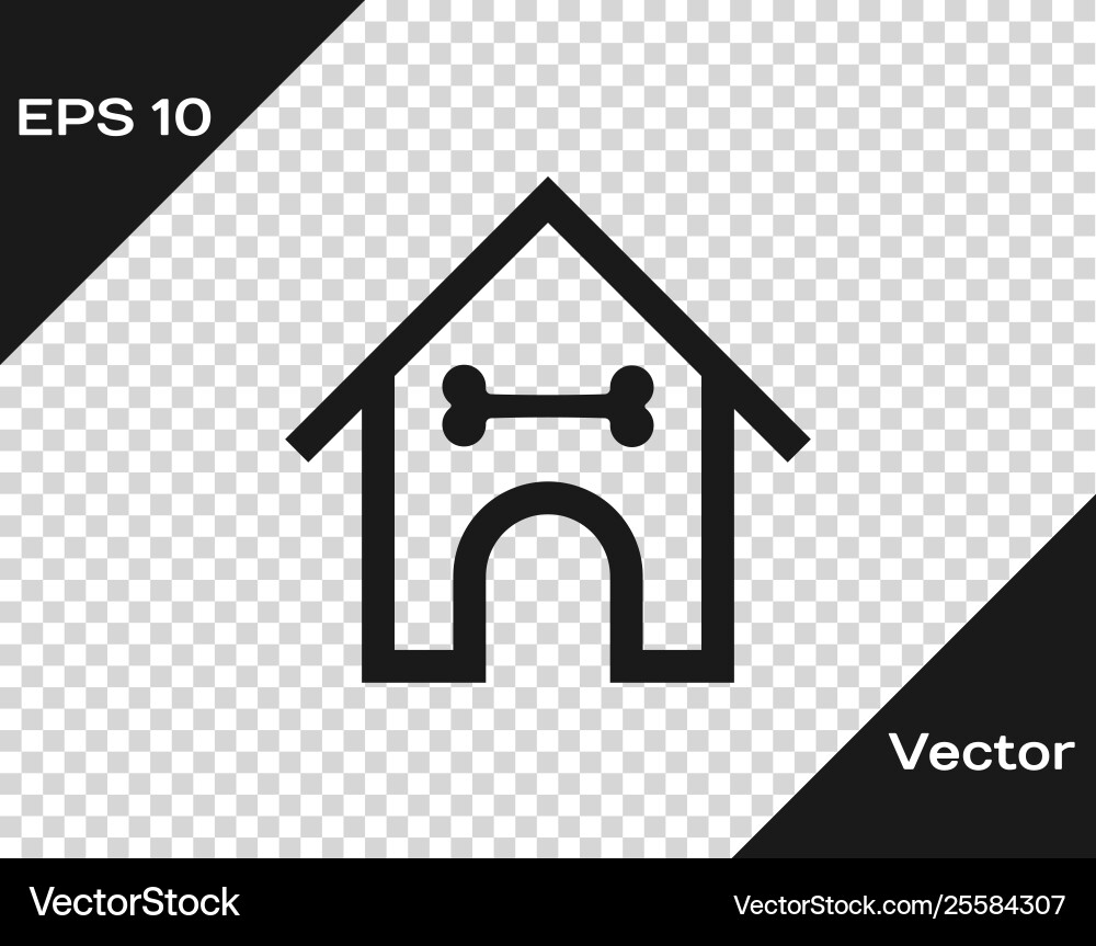 Grey dog house and bone icon isolated Royalty Free Vector