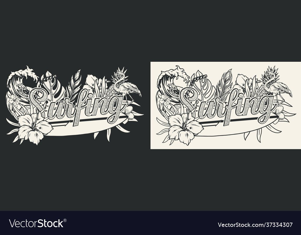 Hawaii surfing vintage print Royalty Free Vector Image