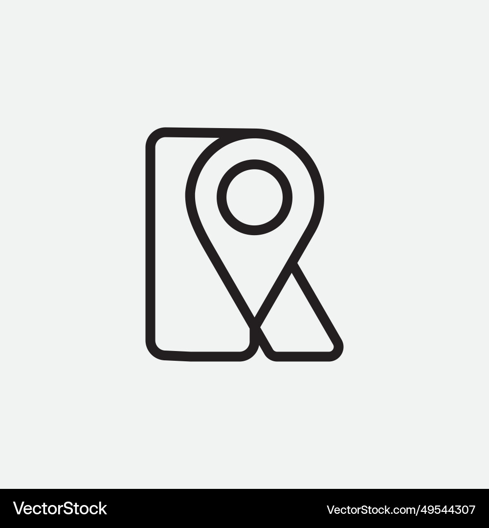 Letter r pin point place logo Royalty Free Vector Image