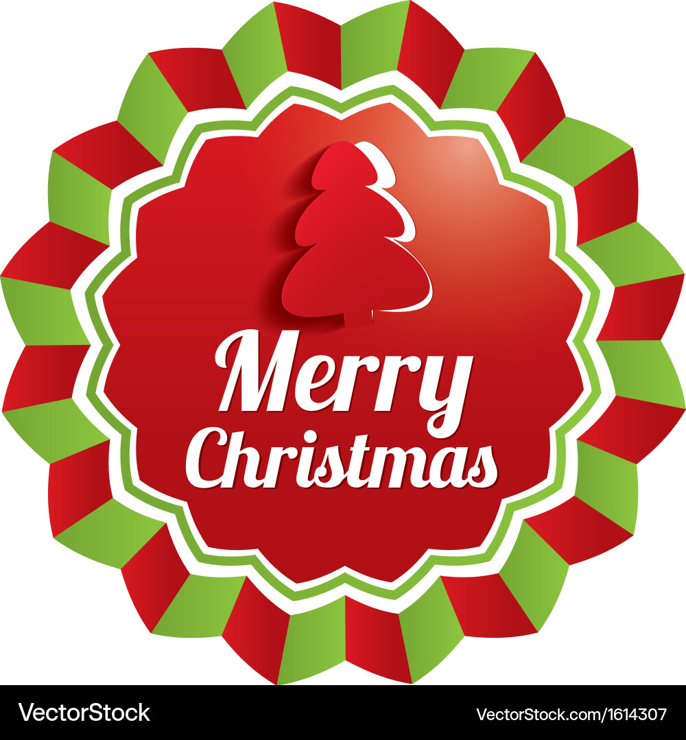 Merry christmas greeting sticker label Royalty Free Vector