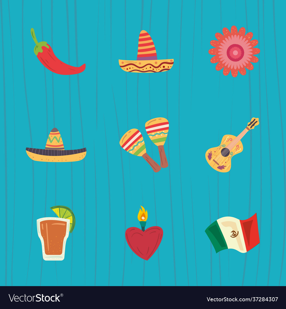 Mexican icon set Royalty Free Vector Image - VectorStock