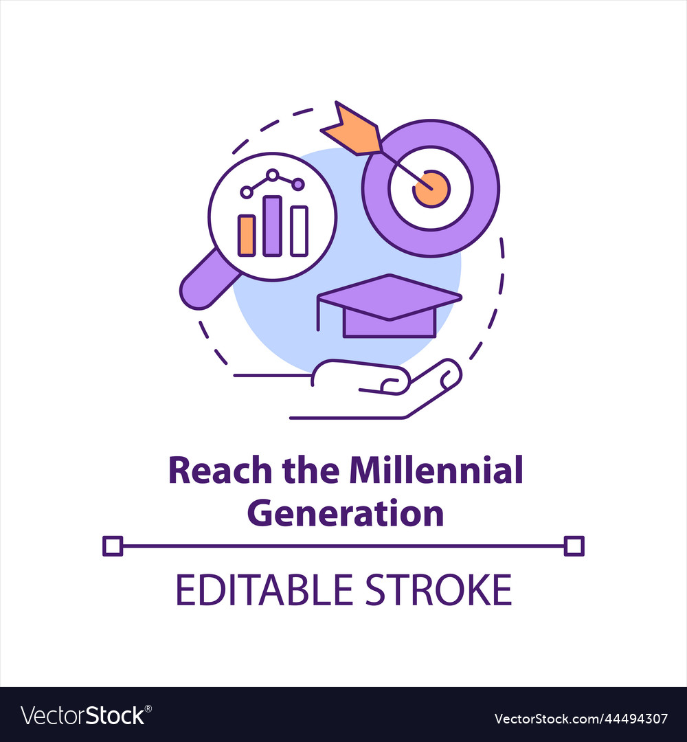 Reach millennial generation concept icon Vector Image Reach millennial generation concept icon Vector Image