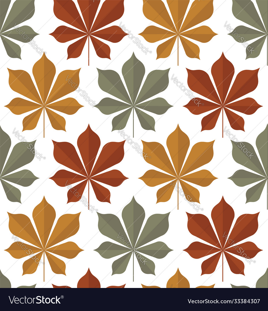 Seamless pattern chestnut leaf in three Royalty Free Vector