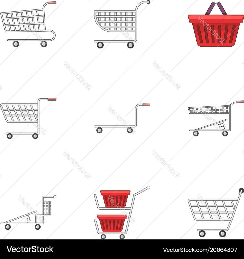 Shopping cart icons set flat style Royalty Free Vector Image