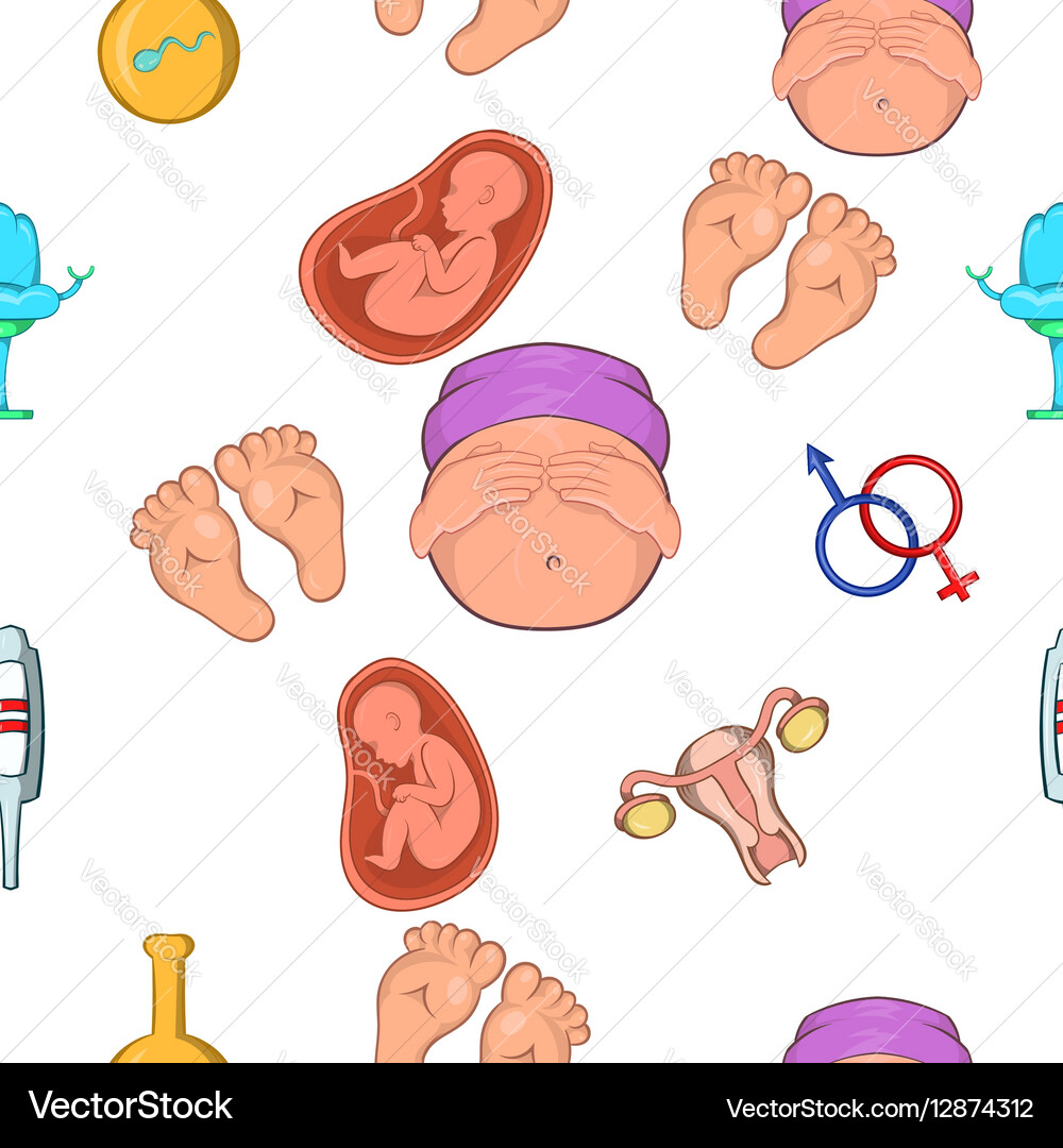 Baby in stomach pattern cartoon style Royalty Free Vector