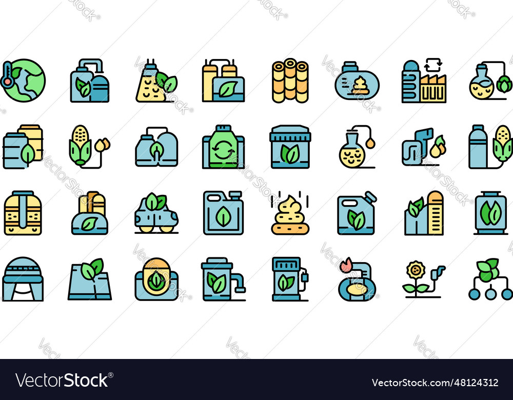 Biogas icons set flat Royalty Free Vector Image Biogas icons set flat Royalty Free Vector Image