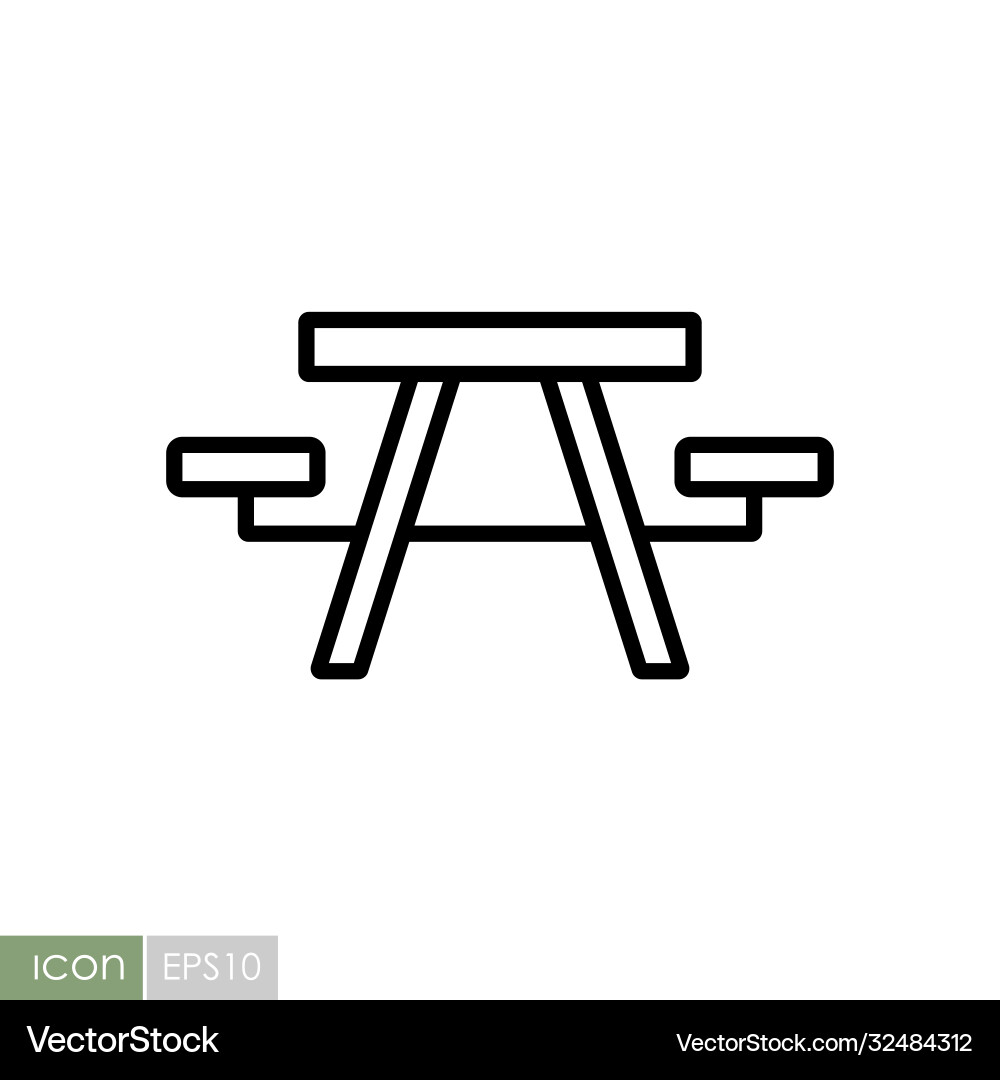 Camping table wooden park bench icon Royalty Free Vector