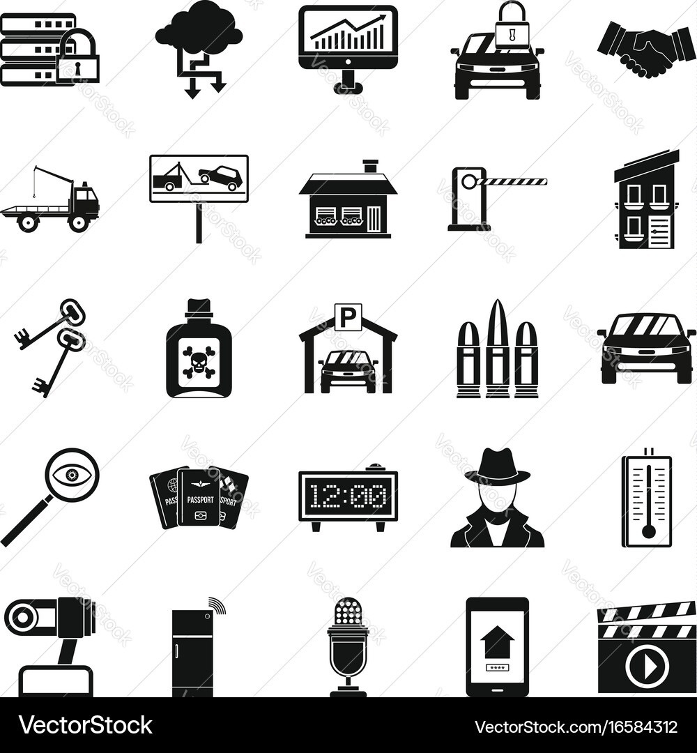 Car recorder icons set simple style Royalty Free Vector