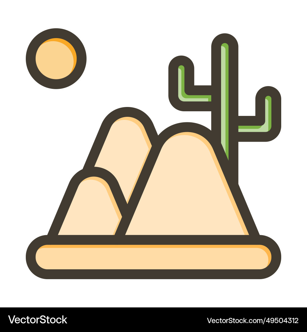 Desert thick line filled colors icon for personal Vector Image