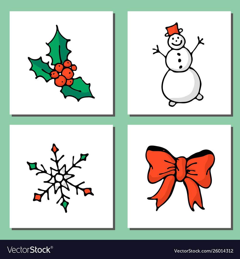 Doodle christmas set Royalty Free Vector Image