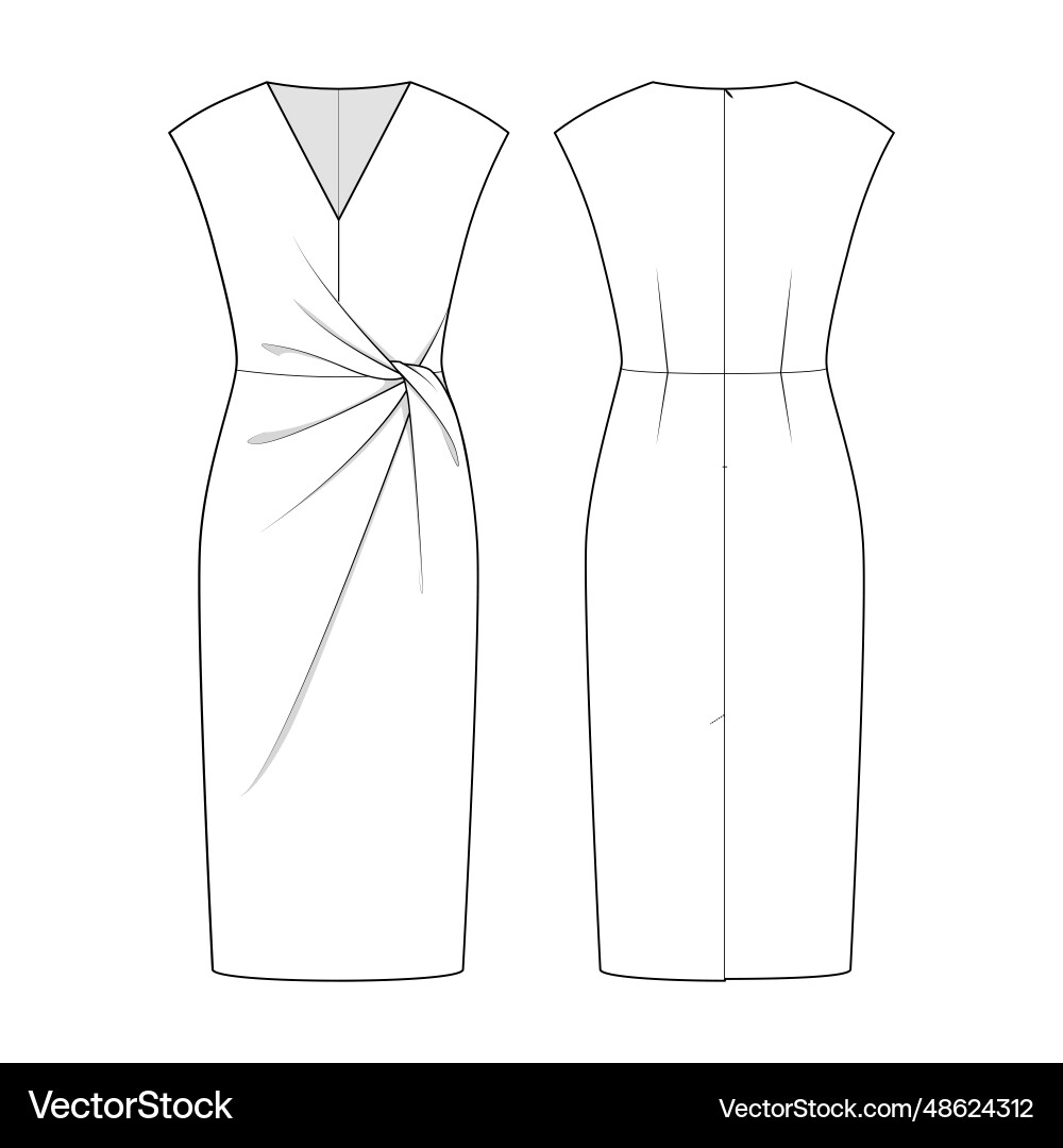 Draped waist dress Royalty Free Vector Image - VectorStock