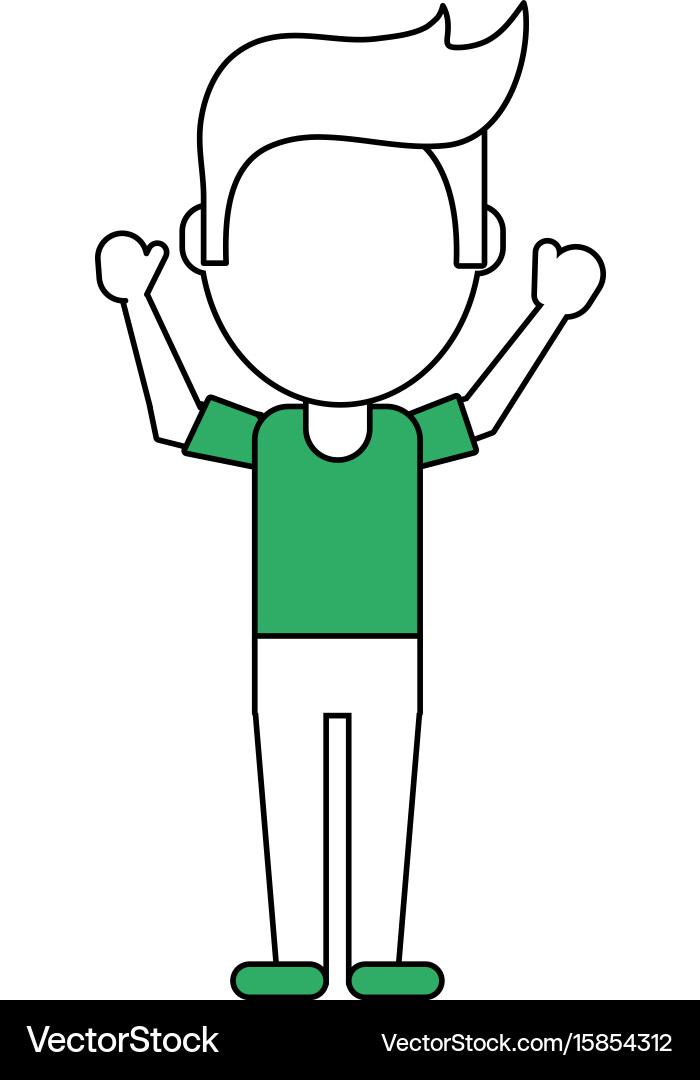 Flat line standing man with a hint color over Vector Image