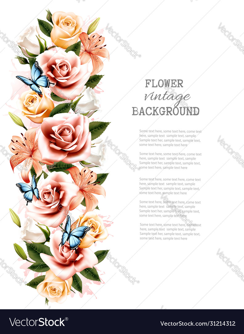 Flower background with beautiful roses Royalty Free Vector