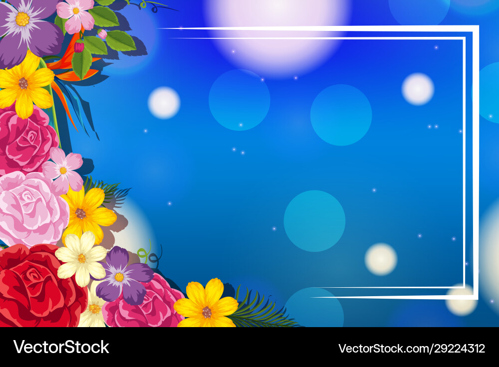 Frame template design with colorful flowers Vector Image