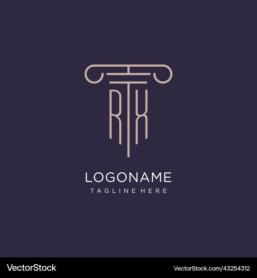 Rx initial with pillar logo design luxury law Vector Image