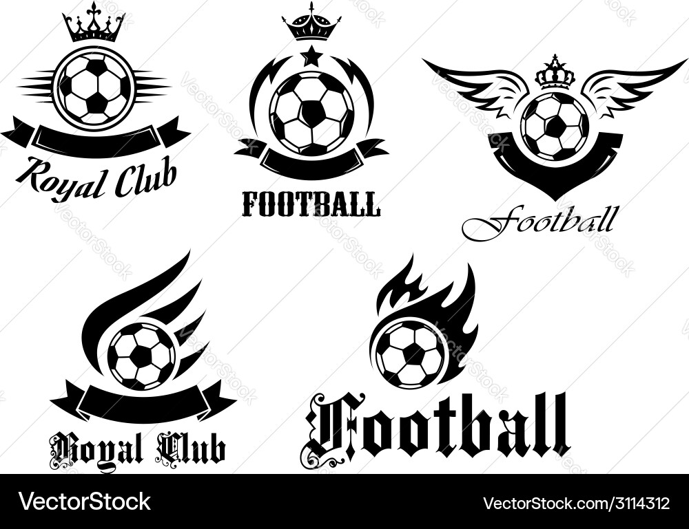 Soccer and football emblems set Royalty Free Vector Image