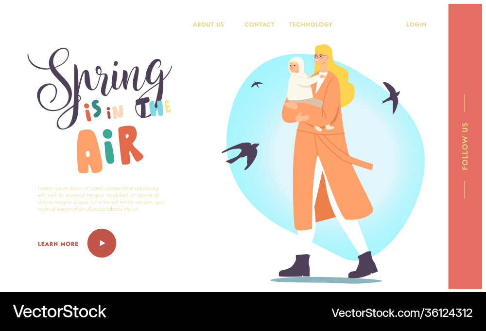 Spring in air landing page template happy Vector Image