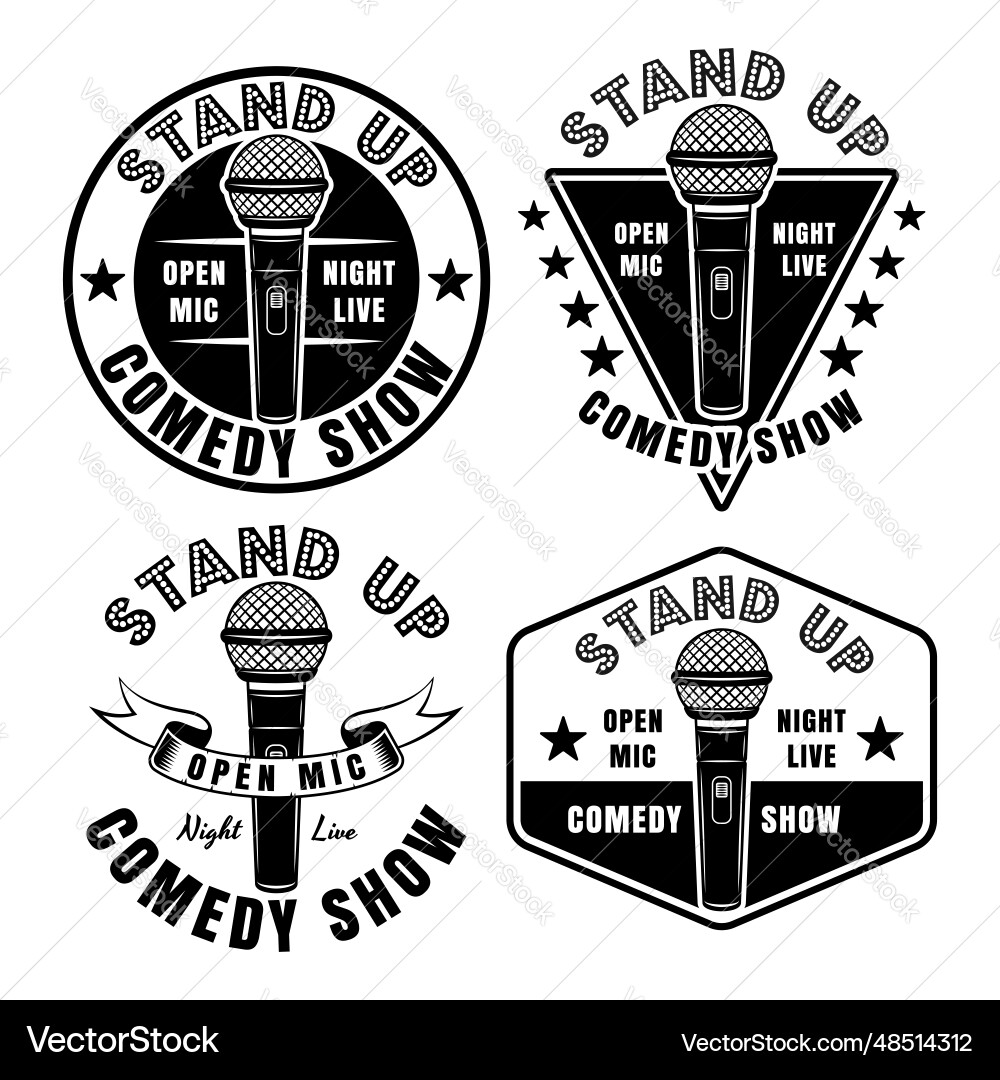 Stand up comedy show set of emblems badges Vector Image