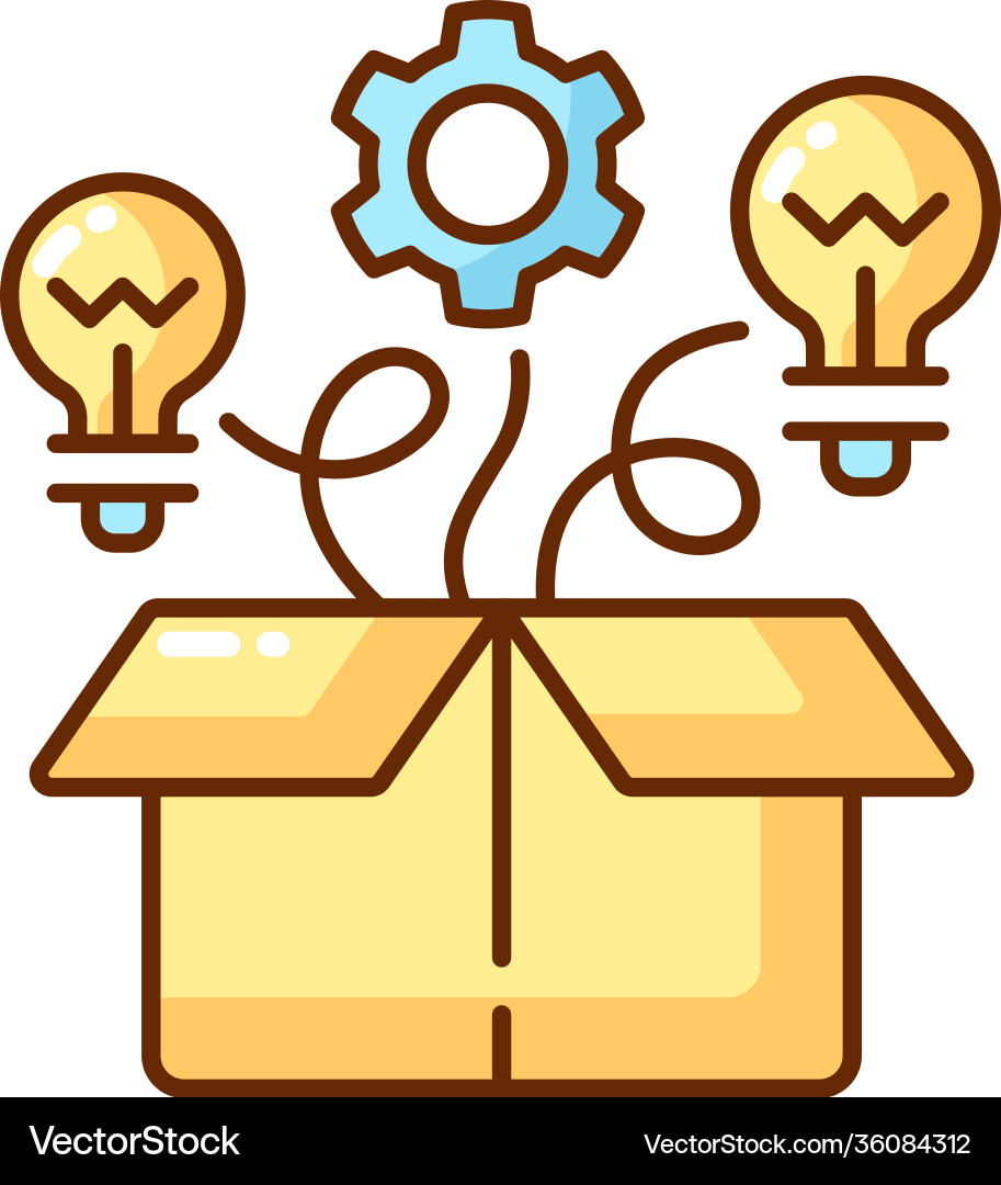 Thinking outside box rgb color icon Royalty Free Vector