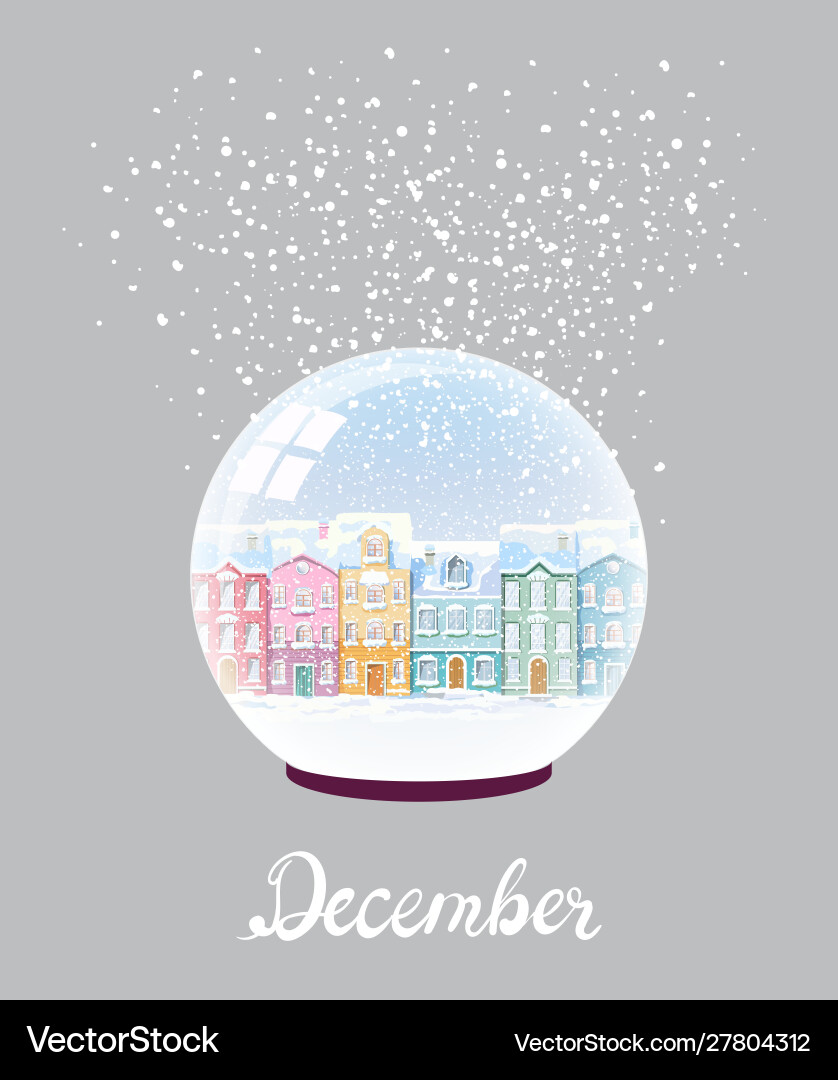 Winter snow ball with city covered Royalty Free Vector Image